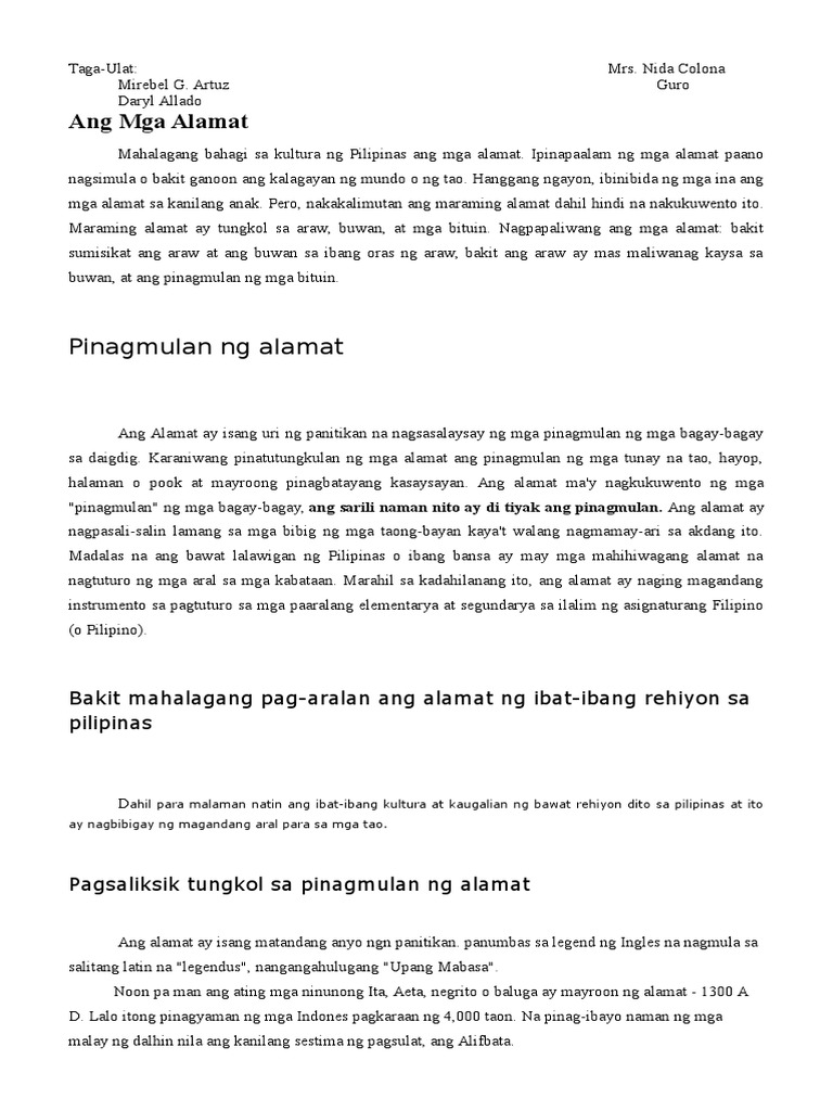 Ang Mga Alamat | PDF