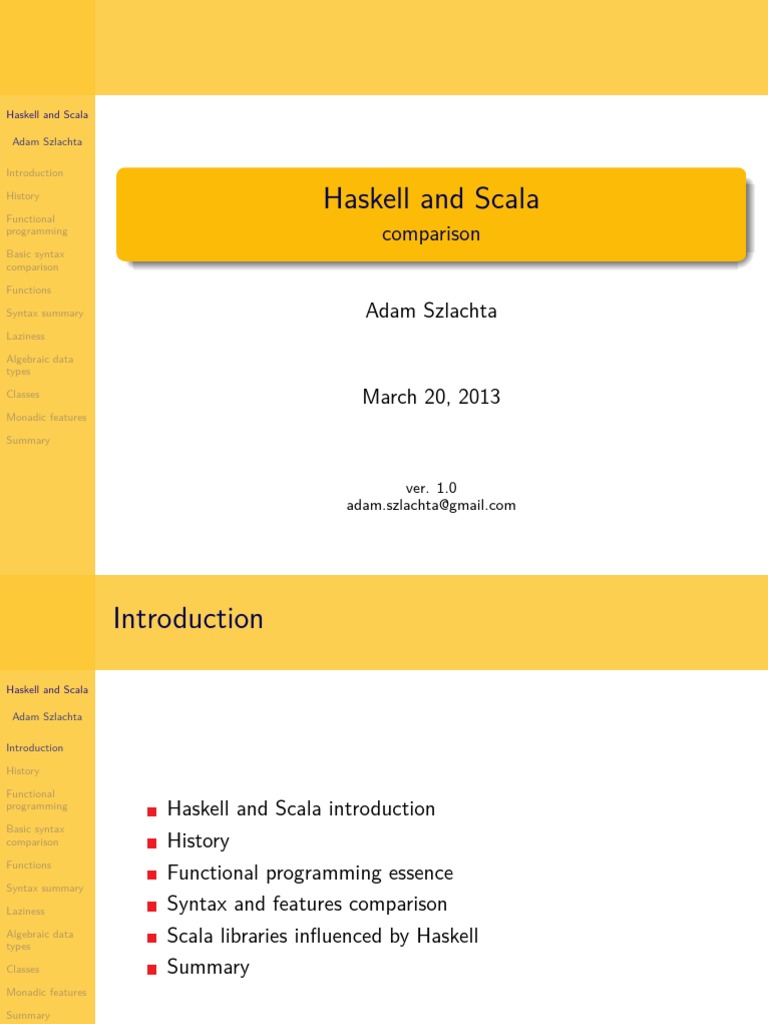 Haskell Scala Handout | PDF | Functional Programming | Scala (Programming Language)