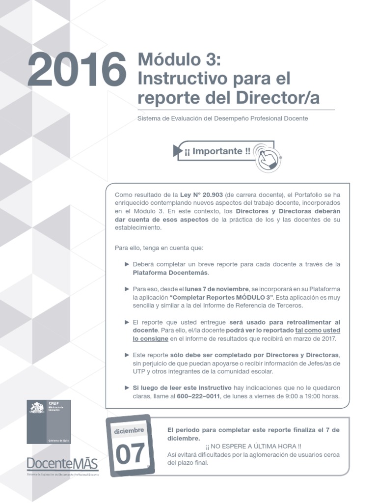 Instructivo para Reporte Director Modulo3 | PDF | Maestros | Cognición