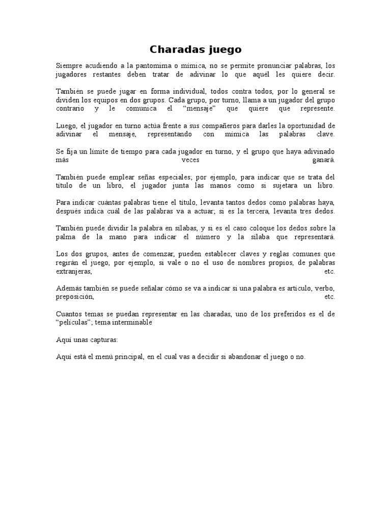 Charadas Juego | PDF