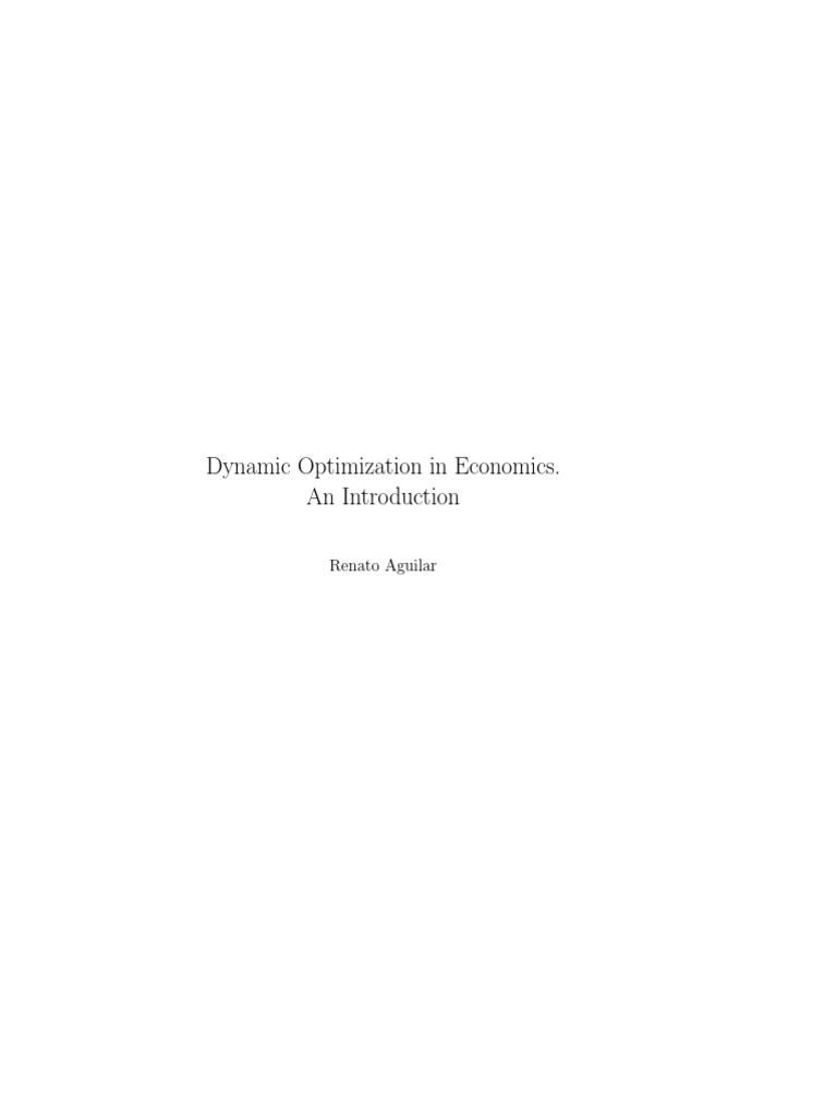 Dynamic Optimization for Economists | PDF | Equations | Function ...