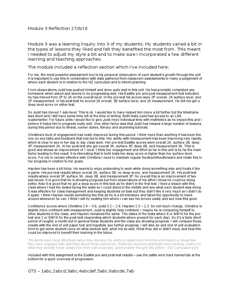 Module 3 Reflection | PDF | Educational Assessment | Education Theory