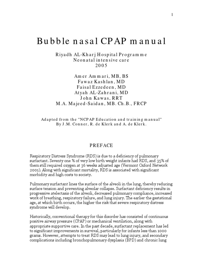 Bubble Nasal CPAP Manual | PDF | Lung | Respiratory System