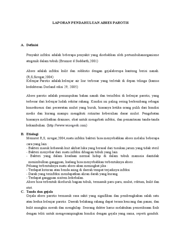 Abses Parotis: Definisi dan Penanganan | PDF | Ilmu Sosial | Kesehatan ...