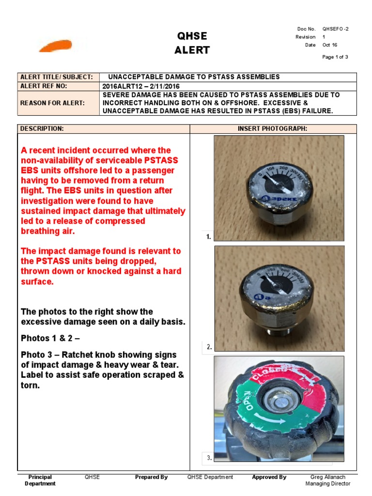 Qhse Alert: Alert Title/ Subject: Alert Ref No: Reason For Alert | PDF ...