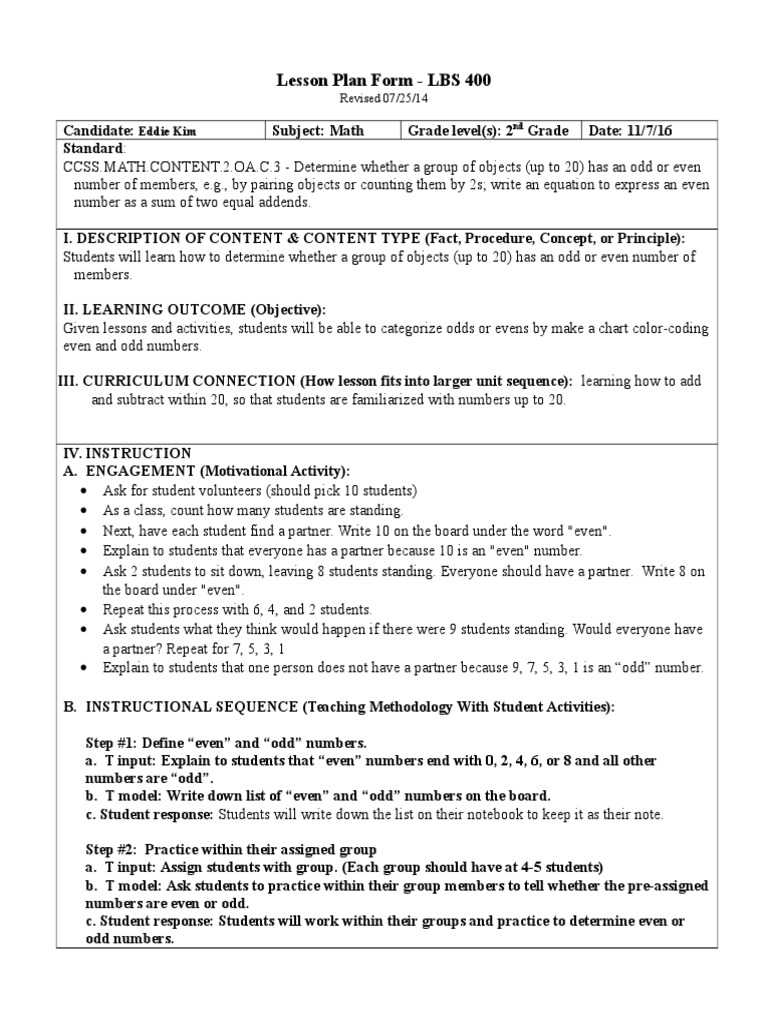 Lesson Plan Form | PDF | Lesson Plan | Educational Assessment
