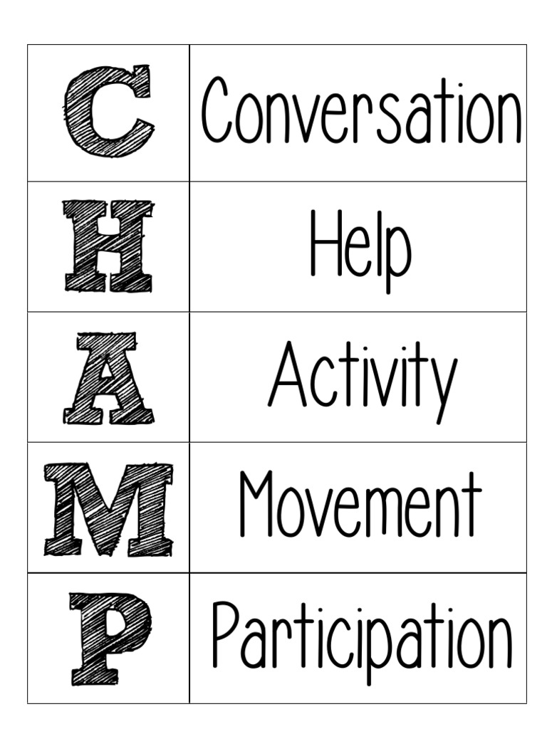 C H A M P: Conversation Help Activity Movement Participation | PDF