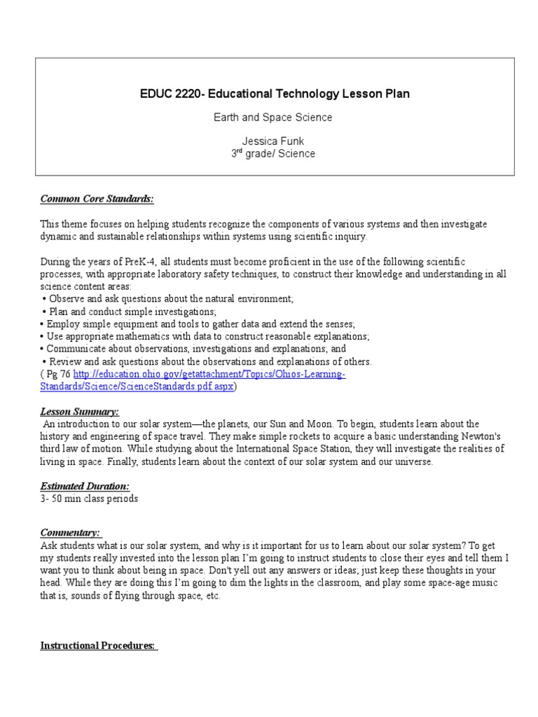 EDUC 2220-Educational Technology Lesson Plan: Common Core Standards ...