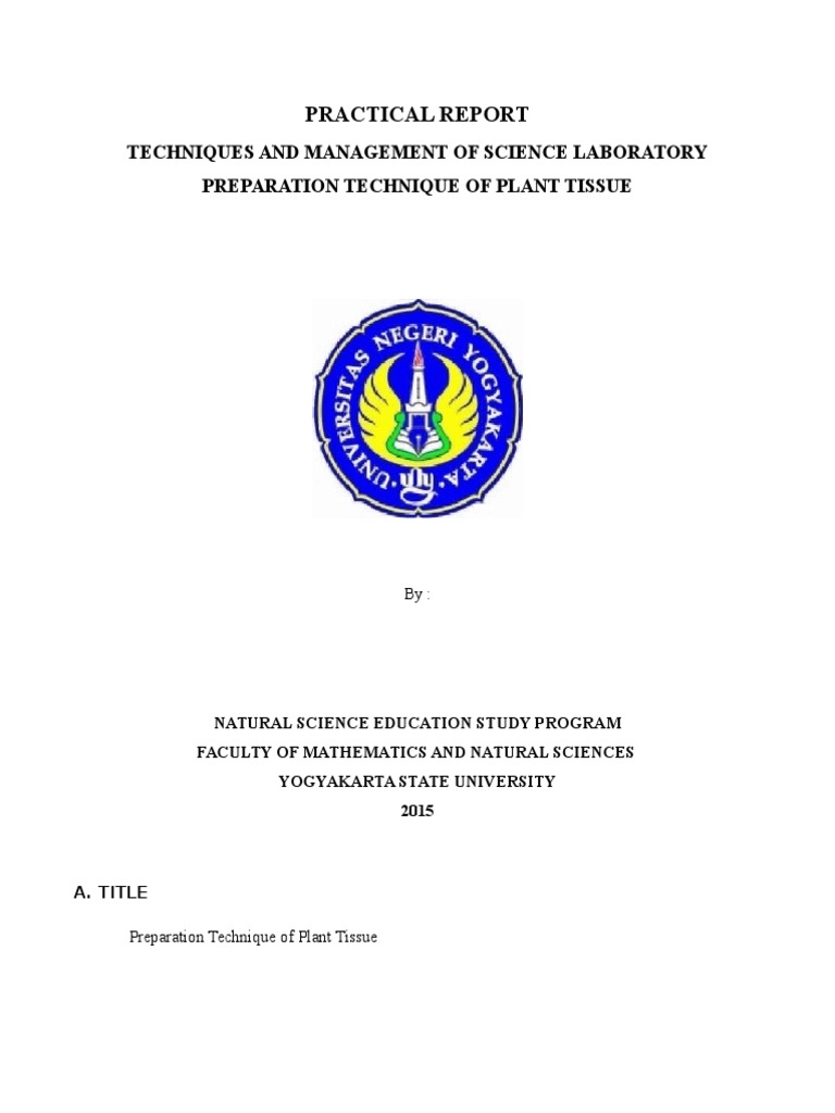 Practical Report: Techniques and Management of Science Laboratory ...