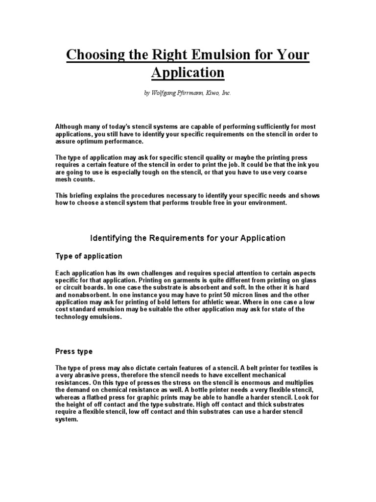 Selecting the Best Emulsion for Printing | PDF | Exposure (Photography ...