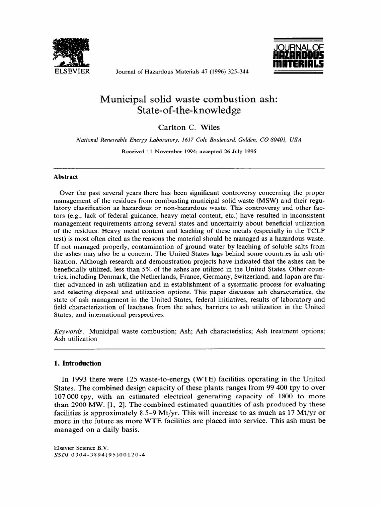 Ash Utilization | PDF | Hazardous Waste | Solubility