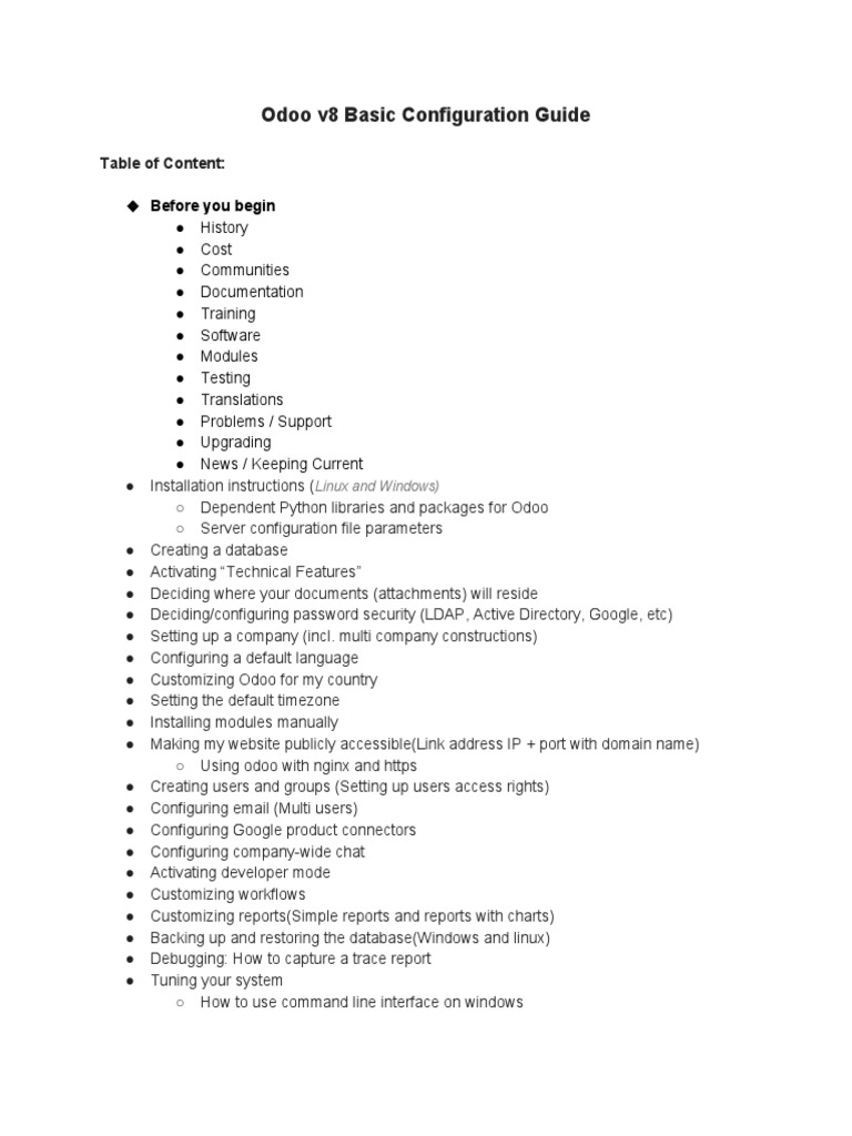 Odoo v8 Basic Configuration Guide | PDF | Internet Forum | Databases
