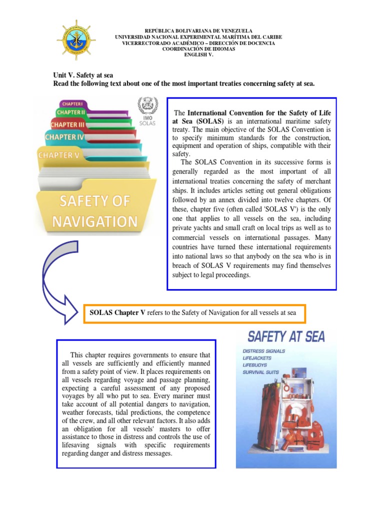 SOLAS Chapter V Safety for All Vessels | PDF | Ships | Water Transport
