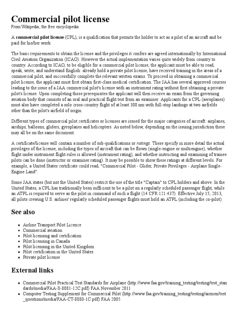 Commercial Pilot License | PDF | Professional Titles And Certifications ...