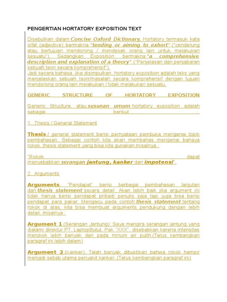 Pengertian Hortatory Exposition Text | PDF