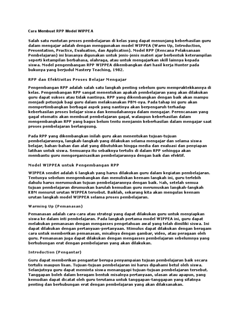Cara Membuat RPP Model WIPPEA | PDF | Bisnis