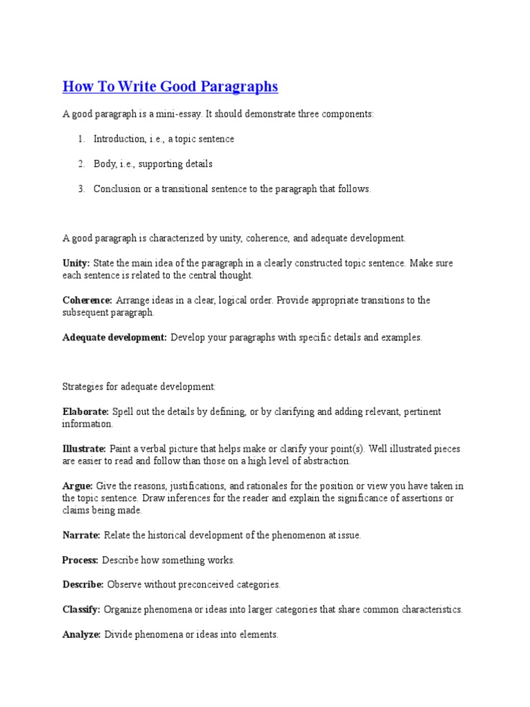 How To Write Good Paragraphs | Download Free PDF | Paragraph | Essays