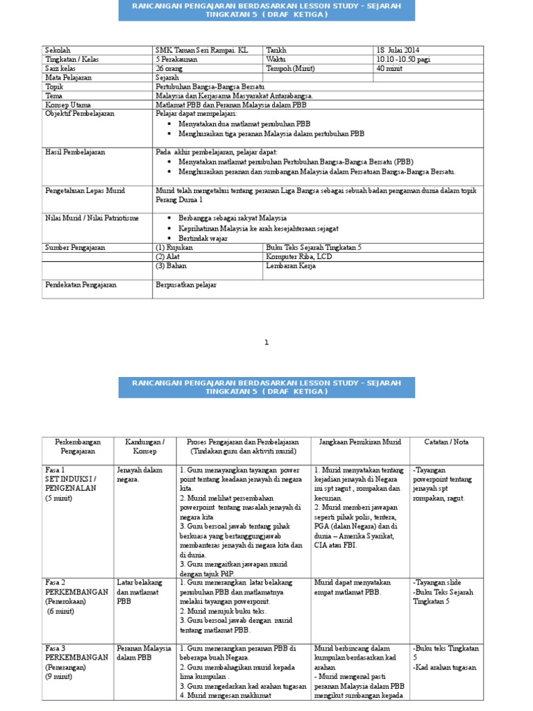 Contoh RPH Lesson Study | PDF | Kajian Bahasa Asing