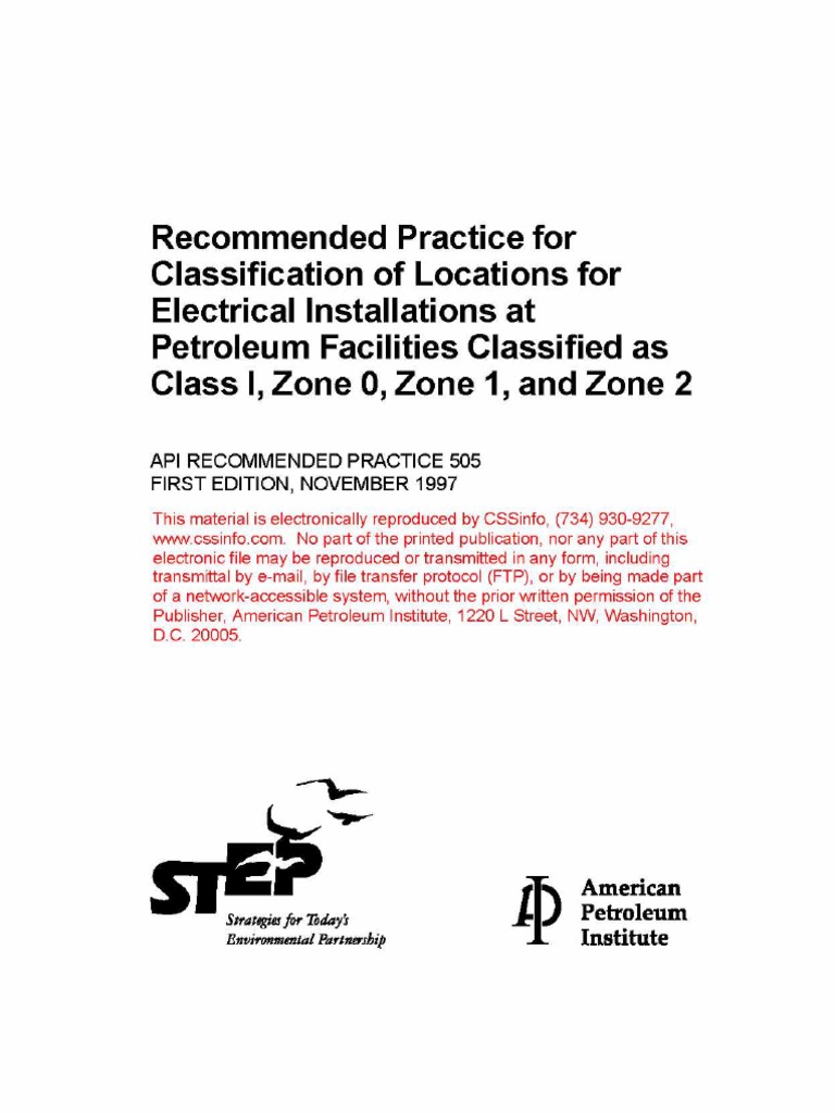Api Rp 500 Classification Of Locations For Electrical Installations At ...