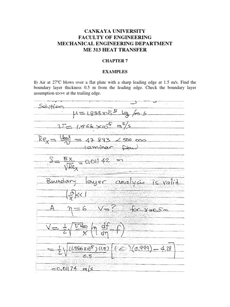 ME 313 - Chapter7 - Examples SOLUTIONS | PDF | Boundary Layer | Heat ...