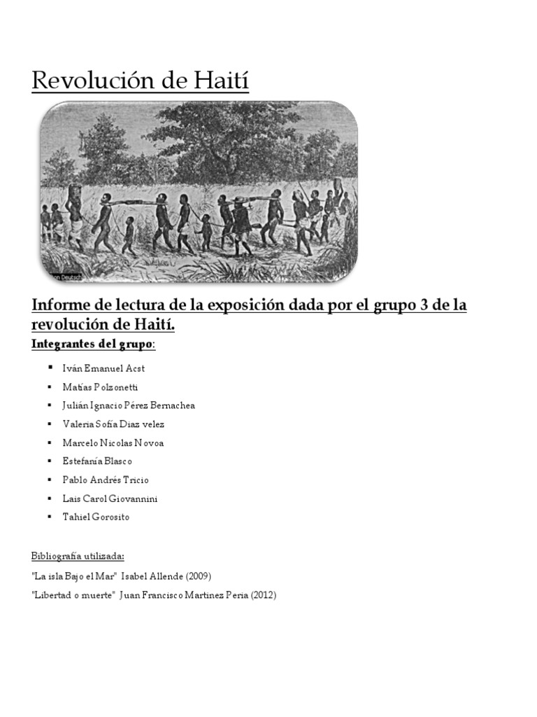 Grupo 03 Ivan-Revolucion de Haiti Informe de Lectura | PDF | Haití ...