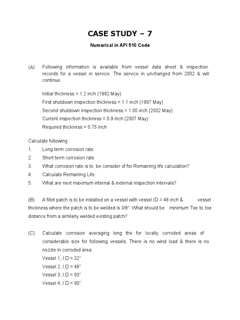 Case Study - 7: Numerical in API 510 Code | PDF | Home & Garden ...