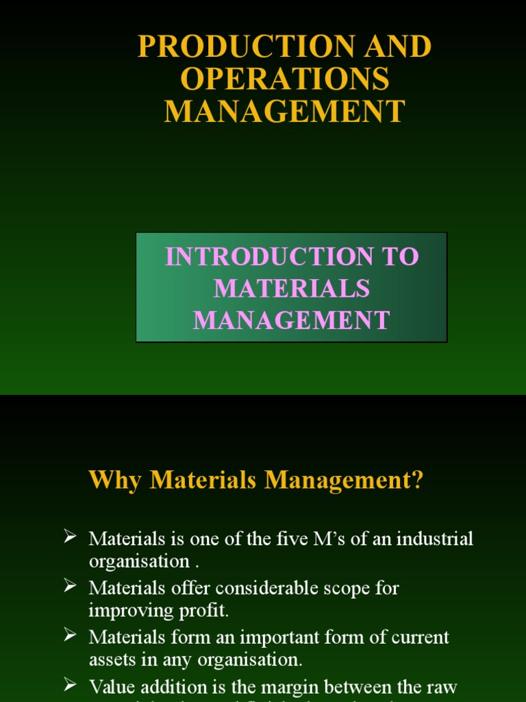 Introduction To Materials Management | PDF