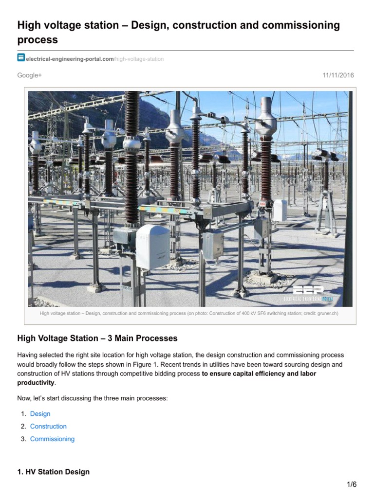 High Voltage Station Design Construction and Commissioning Process | PDF