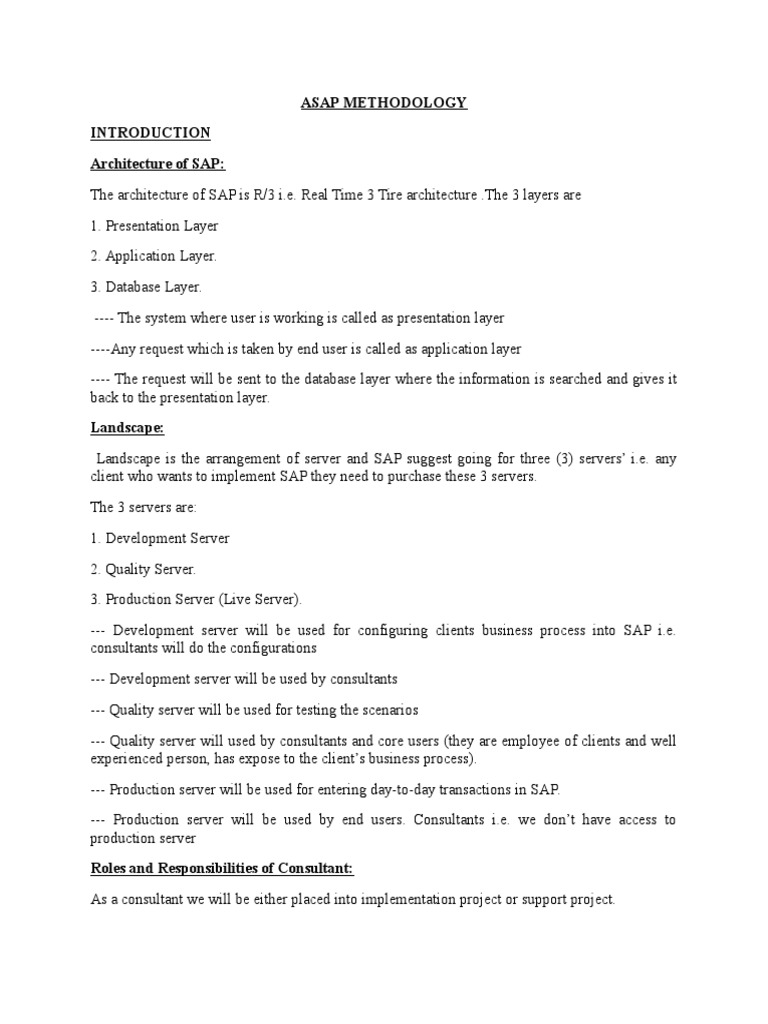 Asap Methodology Architecture of SAP | PDF | Server (Computing) | Information Technology