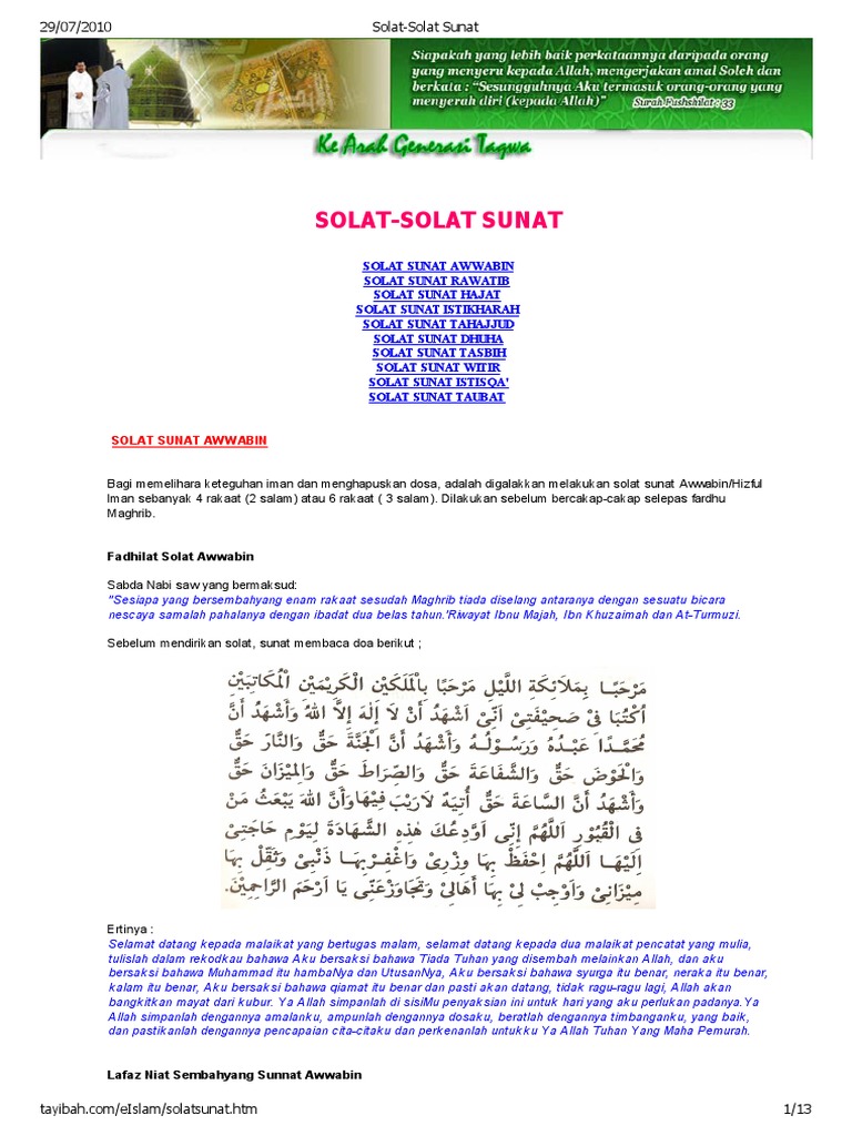 Solat-Solat Sunat | PDF