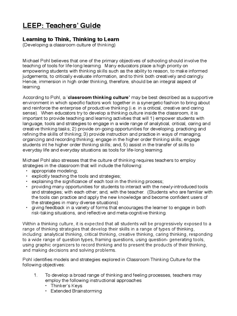 1 Read This FIRST! Learning To Think | PDF