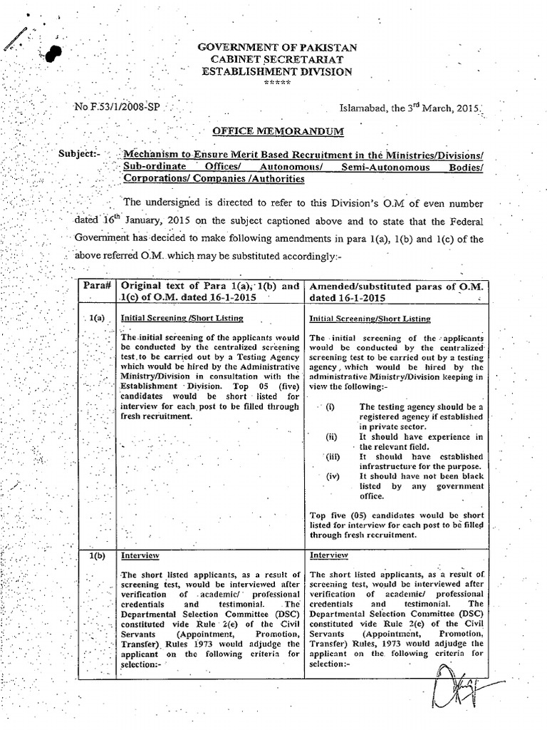 Mechanism To Ensure Merit Based Recruitment | PDF