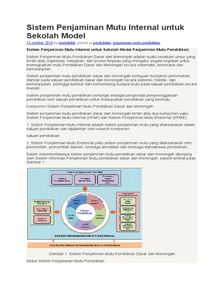 Sistem Penjaminan Mutu Sekolah | PDF | Bisnis