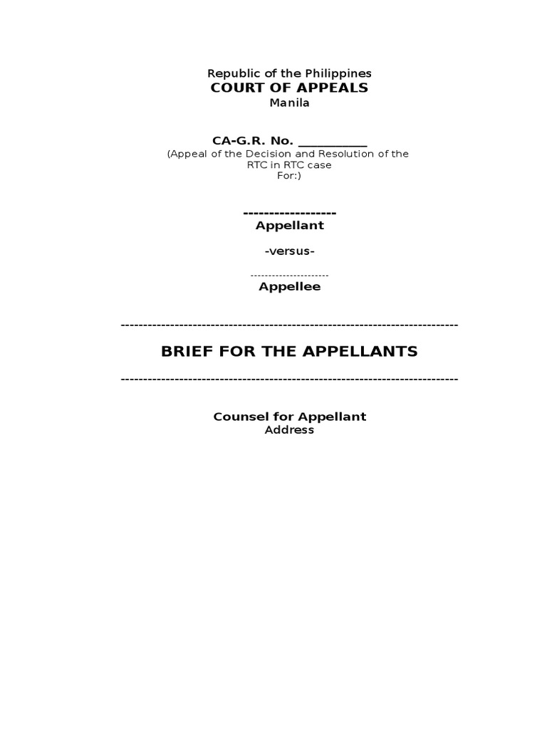 Brief For The Appellants: Court of Appeals | PDF | Finance & Money ...