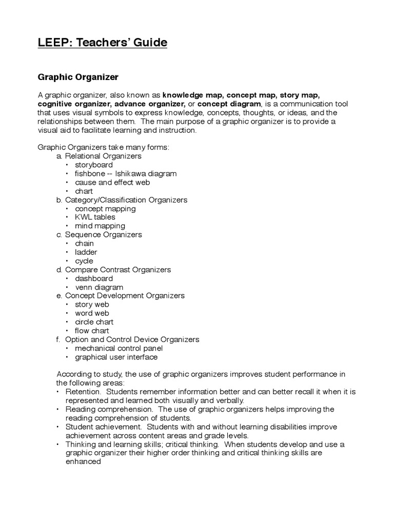 Teachers Guide Graphic Organizer | PDF