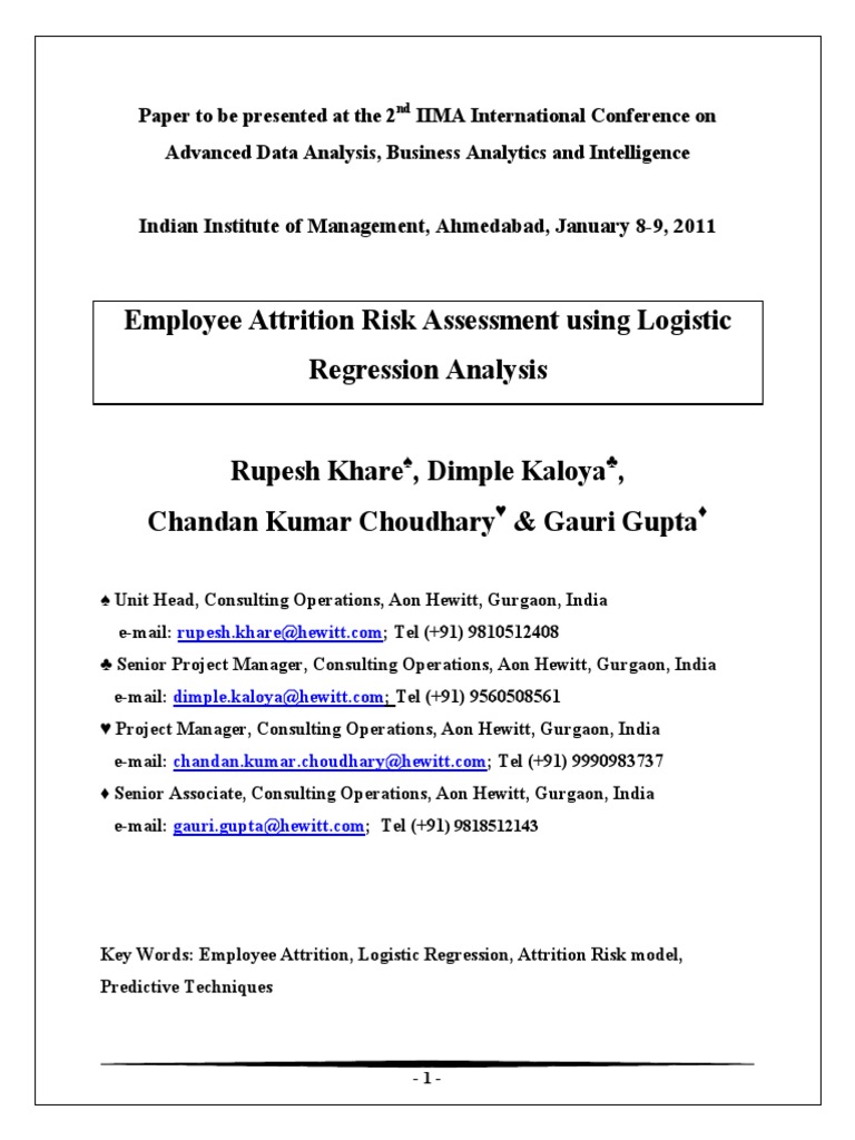 Employee Attrition Risk Assessment Using Logistic Regression Analysis ...