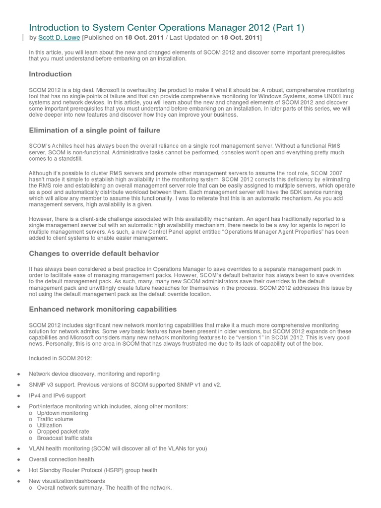 SCOM Microsoft 2012 | PDF | Computer File | Databases