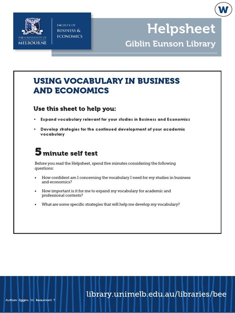 Using Vocabulary in Business and Economics | PDF | Adverb | Adjective