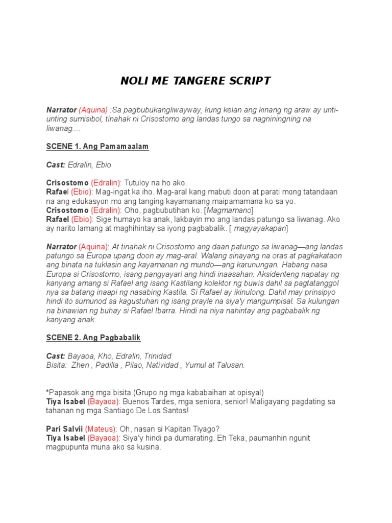 Noli Script Final | PDF