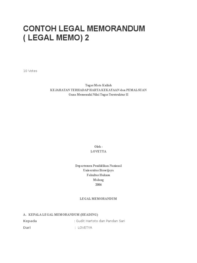 Contoh Legal Memorandum | PDF
