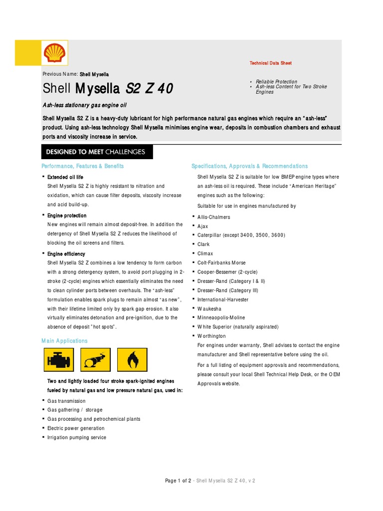 Shell Mysella S2 Z 40 Old Name R-40 | PDF | Engines | Chemistry