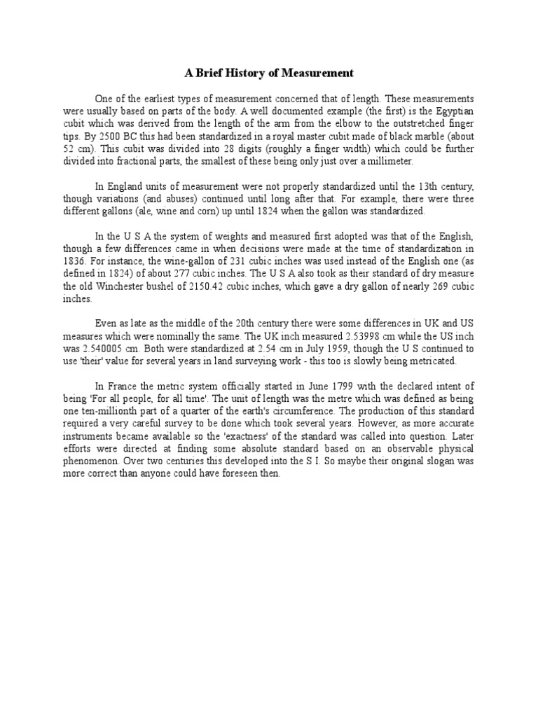 Evolution of Length Measurement History | PDF | Social Science | History