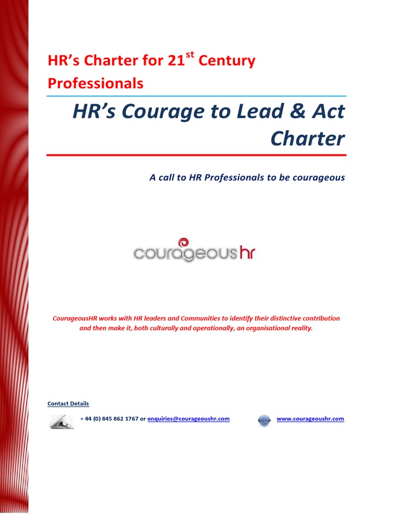 HR's Courage To Lead & Act Charter | PDF | Leadership | Strategic ...