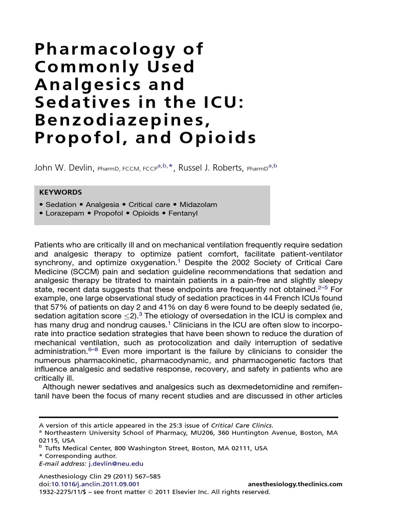 Analgesicos y Sedativos en UCI - BZD Propofol y Opioides | PDF | Opioid | Midazolam