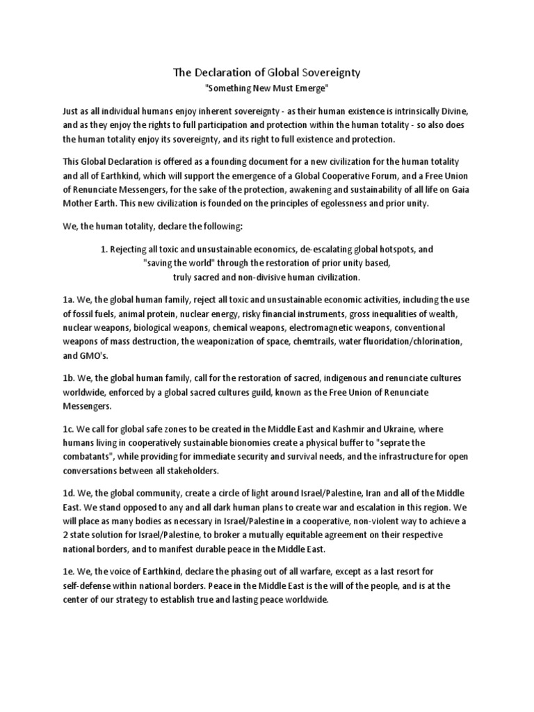 The Declaration of Global Sovereignty July 4 2015 | PDF ...