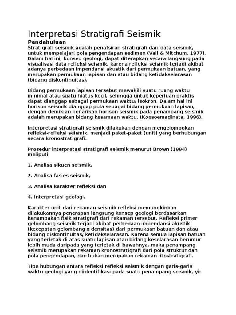 Interpretasi Stratigrafi Seismik | PDF