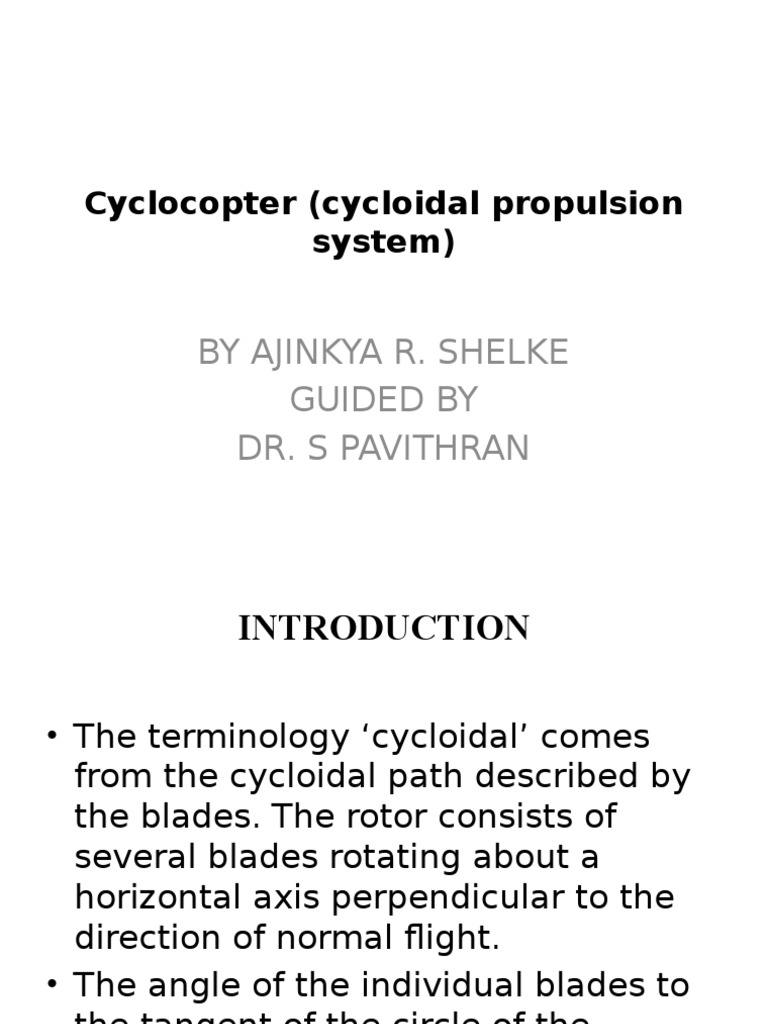 Cyclocopter (Cycloidal Propulsion System) | PDF | Computational Fluid ...