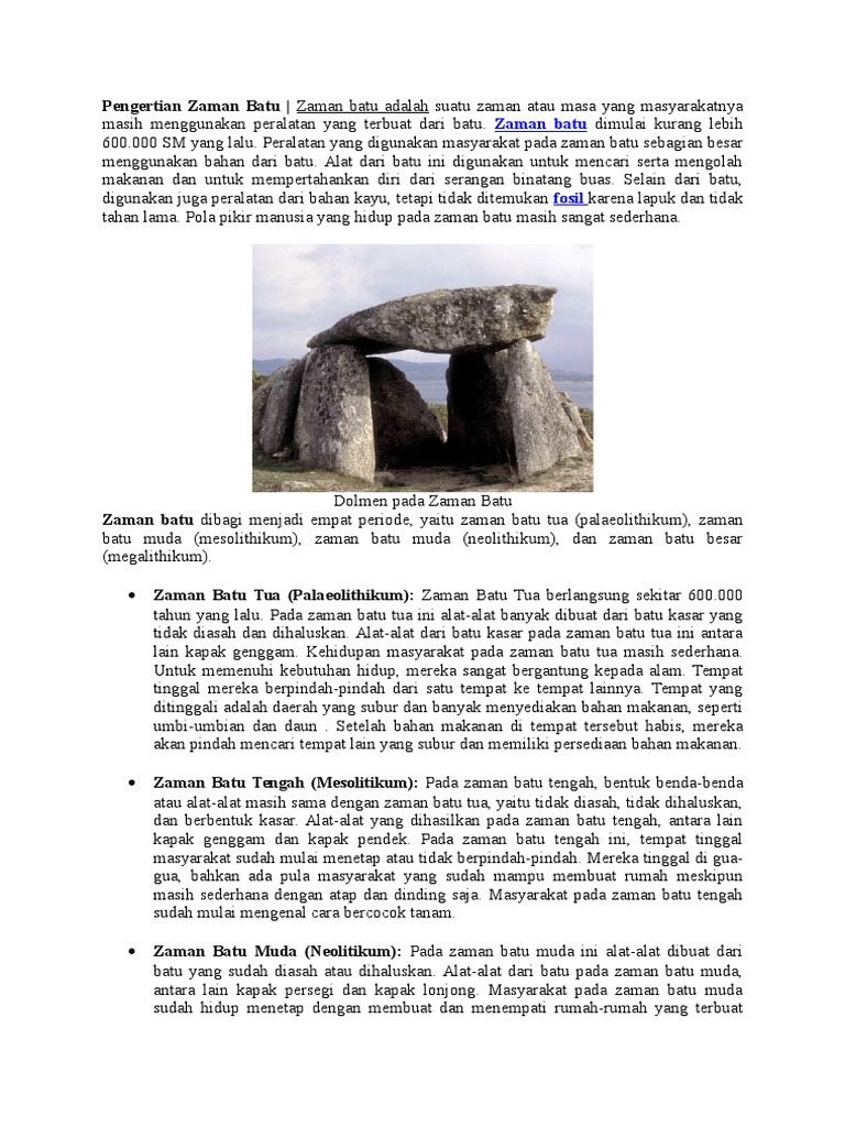 Pengertian Zaman Batu | PDF