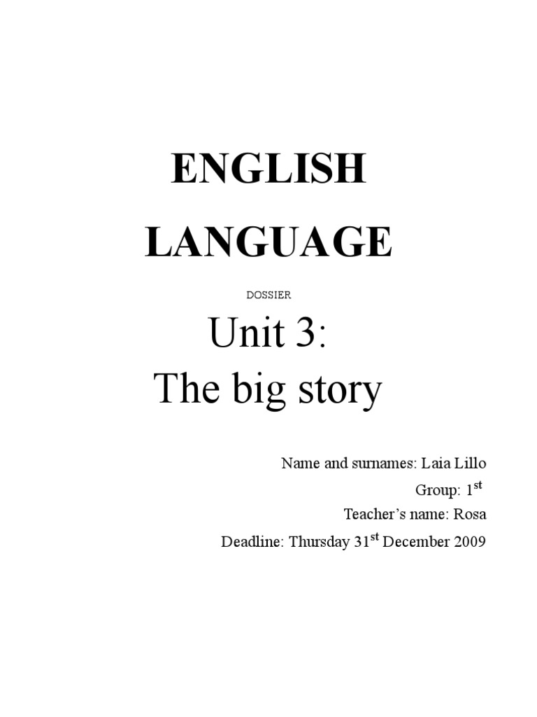 English Language: Unit 3: The Big Story | PDF | Leisure