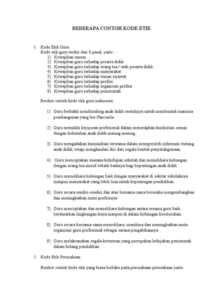 Macam-Macam Kode Etik | PDF